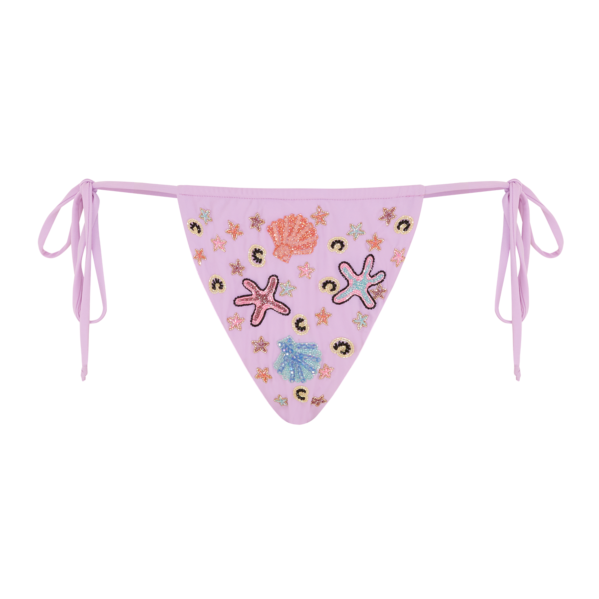 Shop Fia Tropical Hand Embroidered Bikini Bottoms Lilac - Oceanus